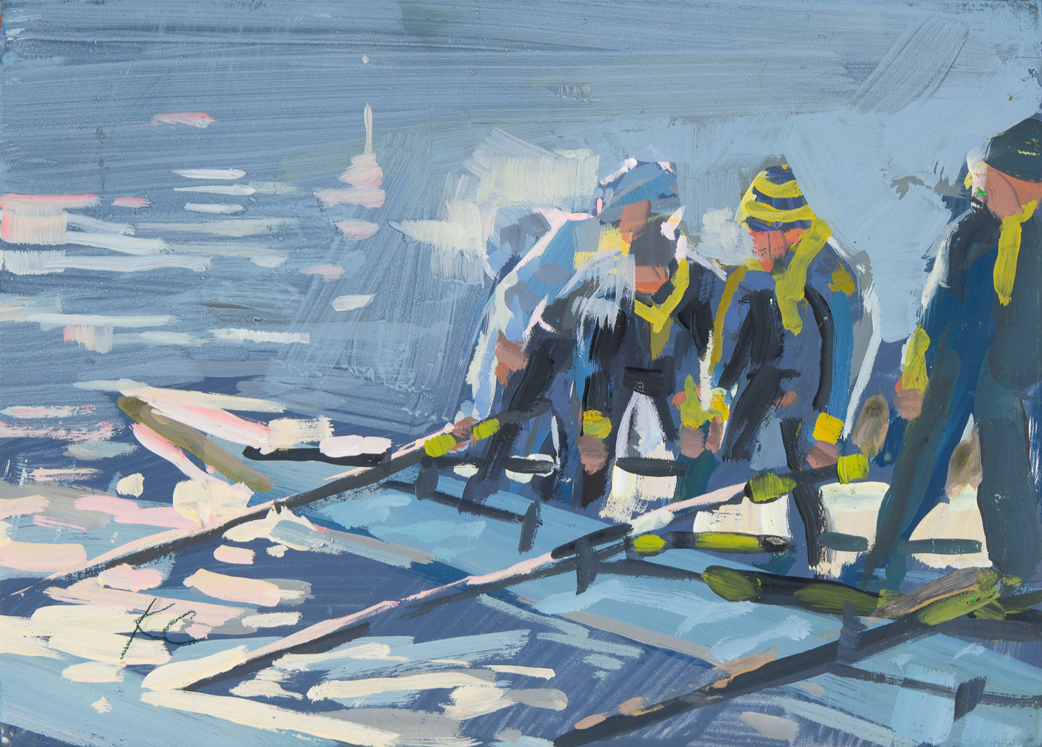 Cold Morning | 4"x6" Original Goauche on Board – Easel on Stribling Shop