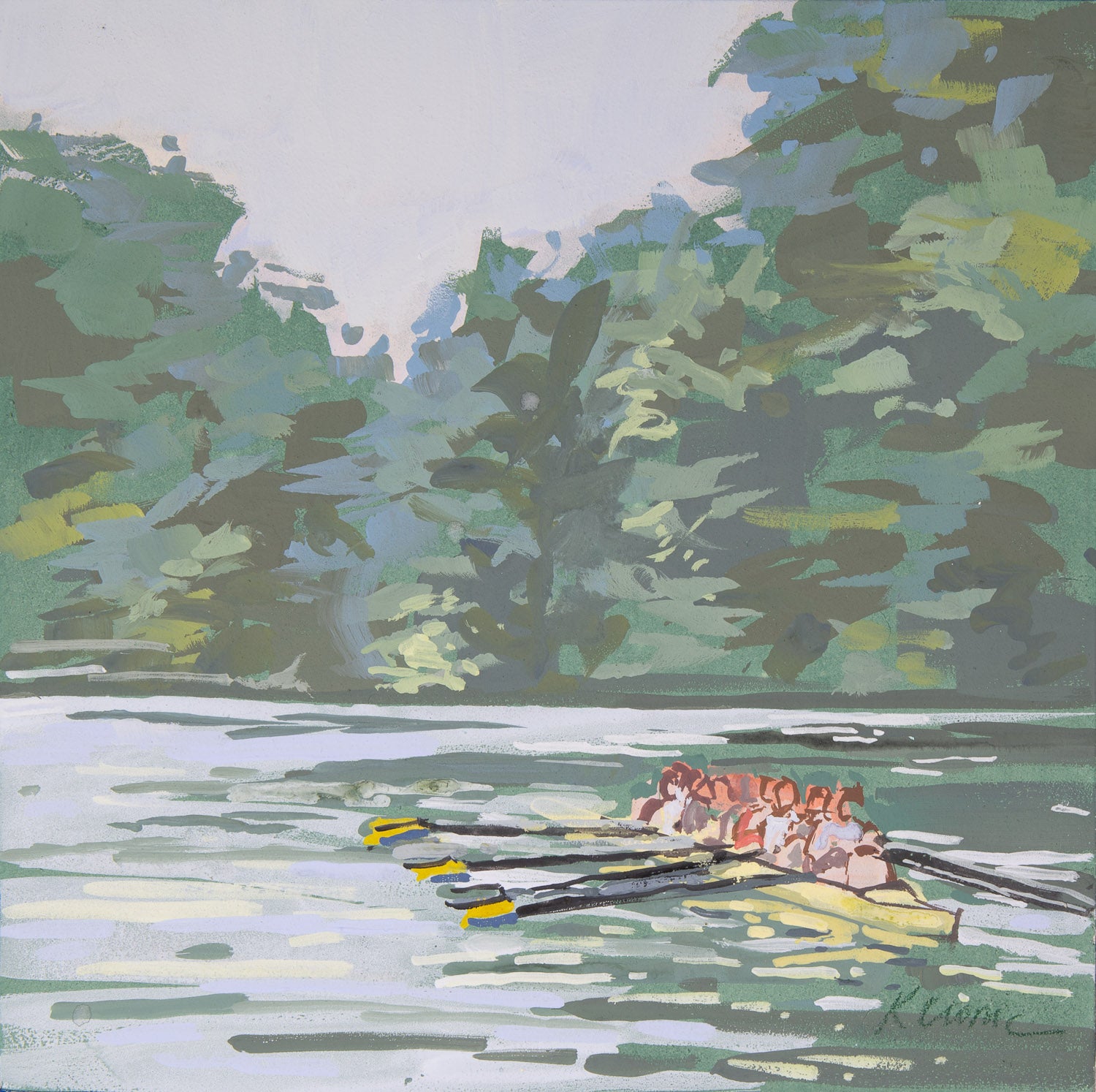 Spa Creek | 8"x8" Original Goauche on Board – Easel on Stribling Shop
